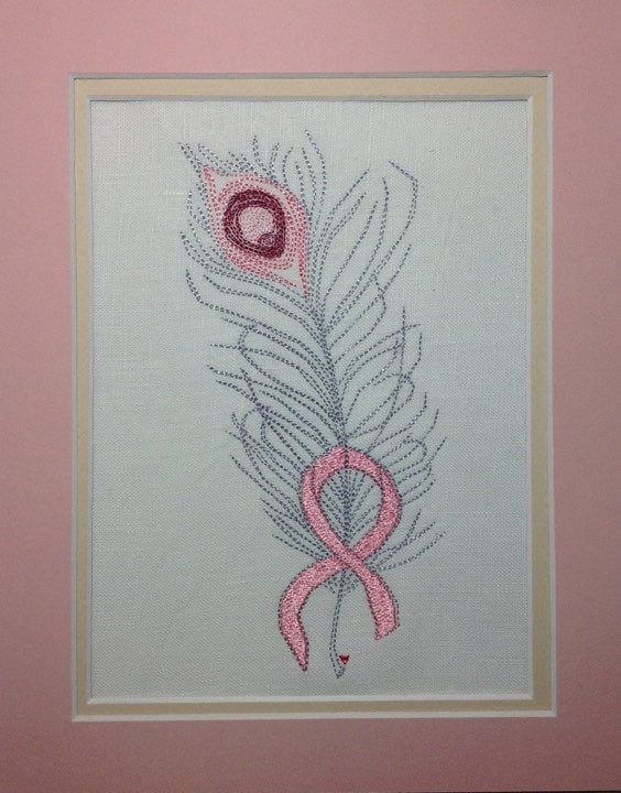 Pink Ribbon Feather - Embroidery Design – picturestitch